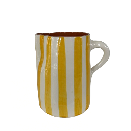 Kan keramiek groot met gele strepen – Souk Interieur